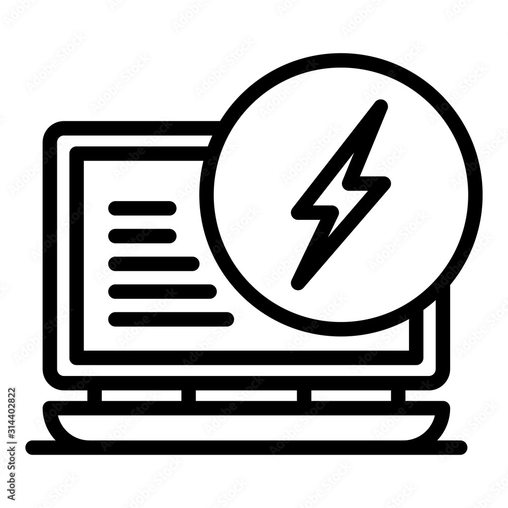 Laptop energy icon. Outline laptop energy vector icon for web design ...