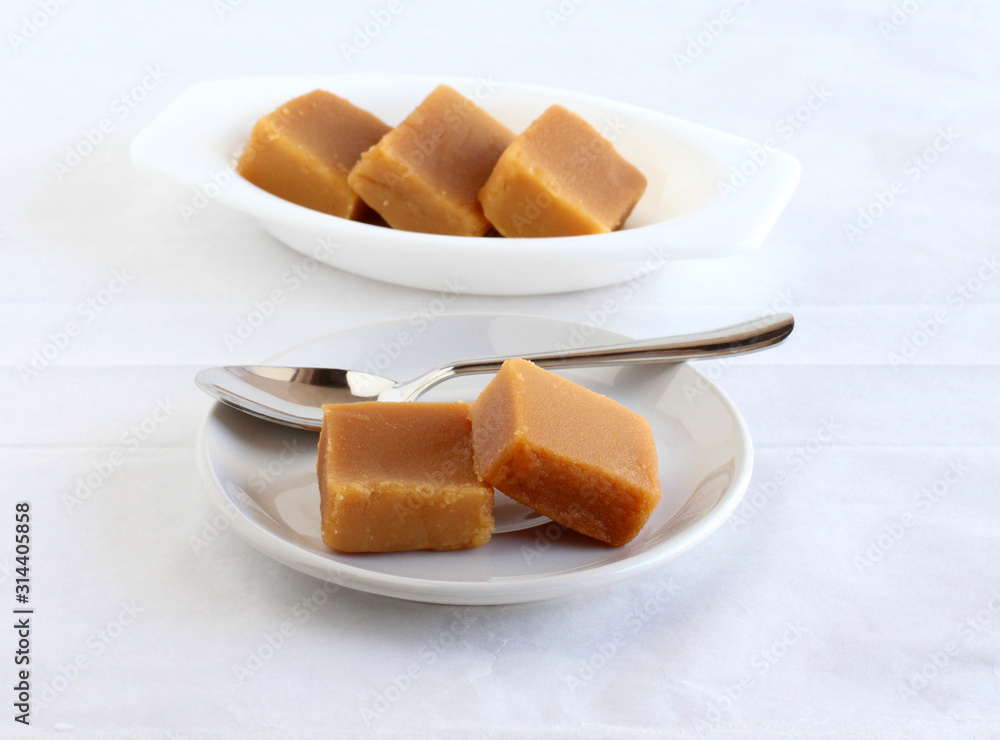 Mysore pak, a traditional, popular, and delicious sweet dish native to ...
