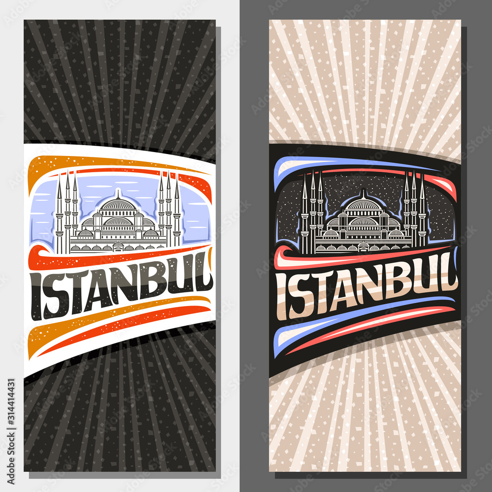 Vector vertical layouts for Istanbul, decorative leaflet with line ...