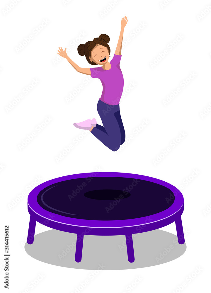 Happy Cartoon Girl Jumping