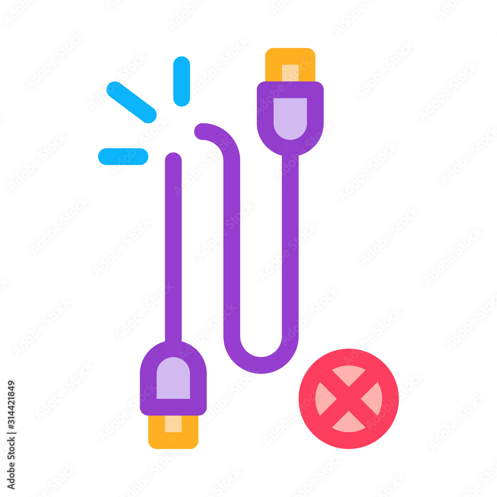 Cable Breakdown Icon Vector. Outline Cable Breakdown Sign. Isolated ...