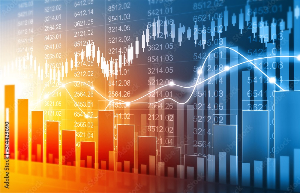 stock market finance graph background with abstract Growth graph chart ...