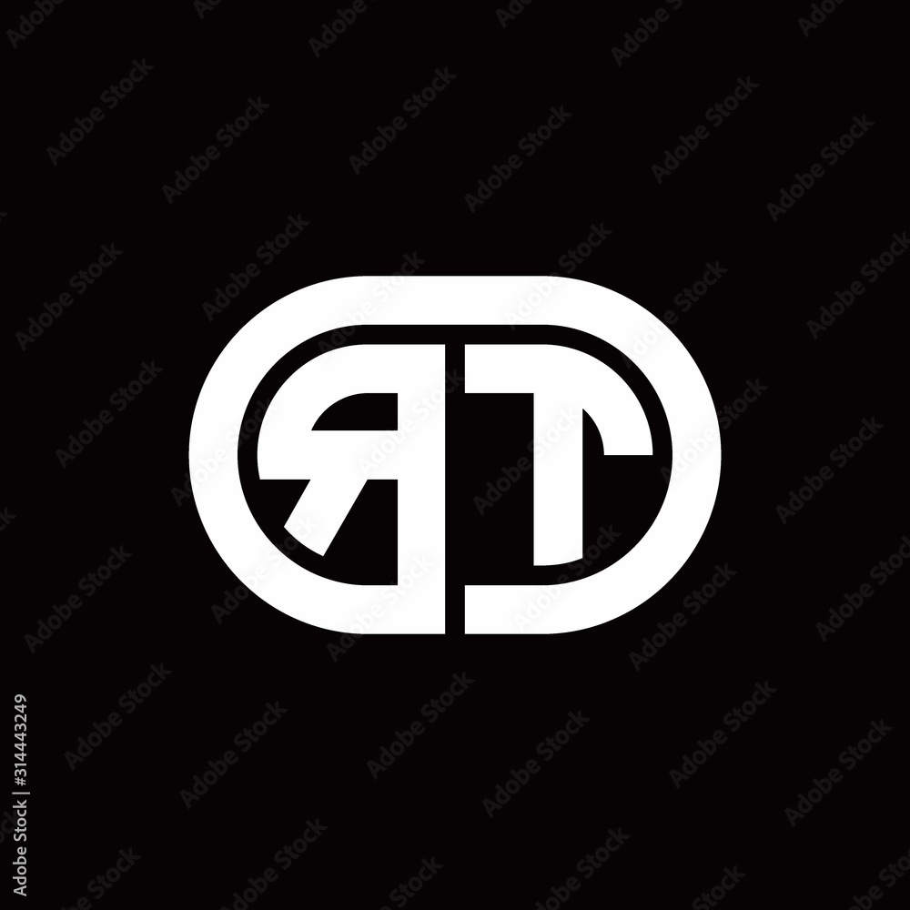 RT monogram logo with an oval style on a black background Stock Vector ...