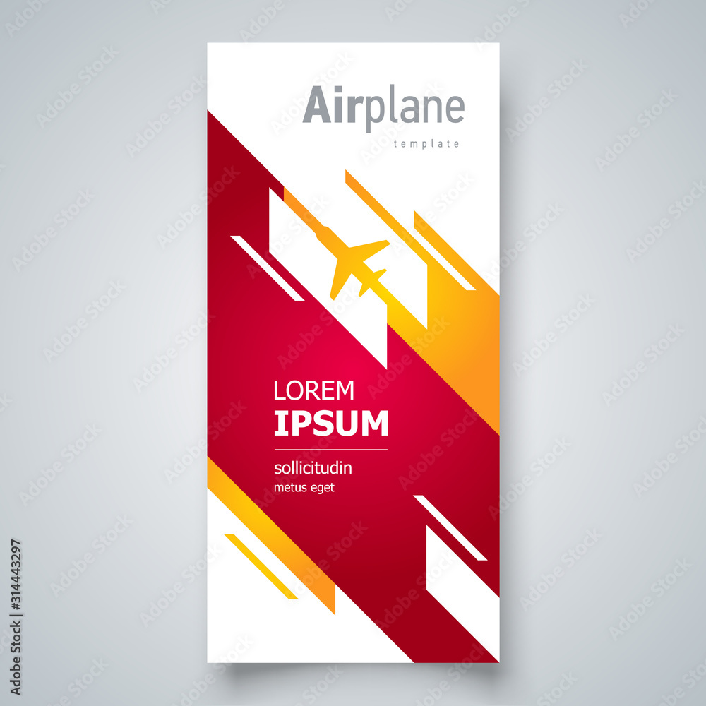 Airplane takeoff Flyer cover design template red color Stock Vector ...