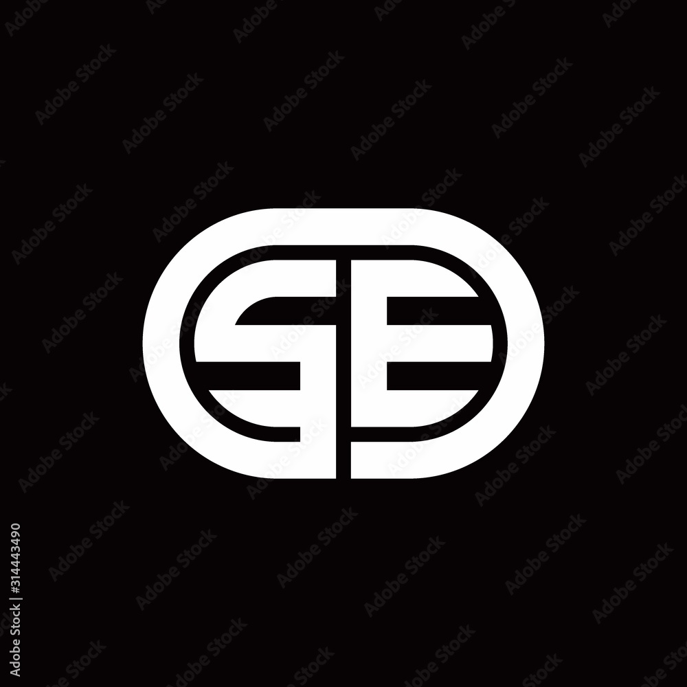 SE monogram logo with an oval style on a black background Stock Vector ...