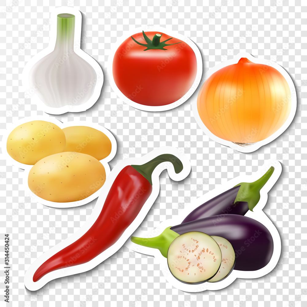 Colourful collection of vegetables on a transparent background in ...