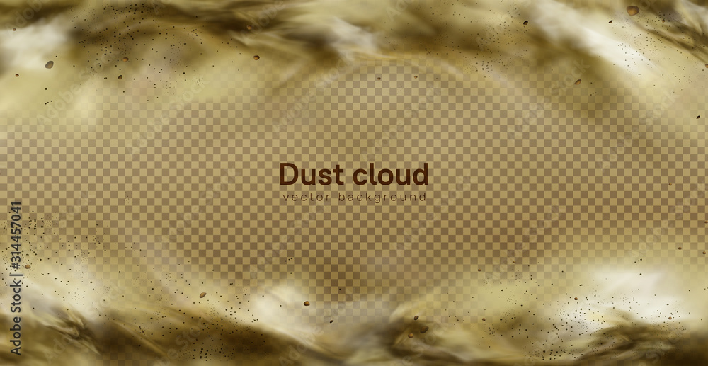 Obraz Desert sandstorm, brown dusty cloud or dry sand flying with gust ...