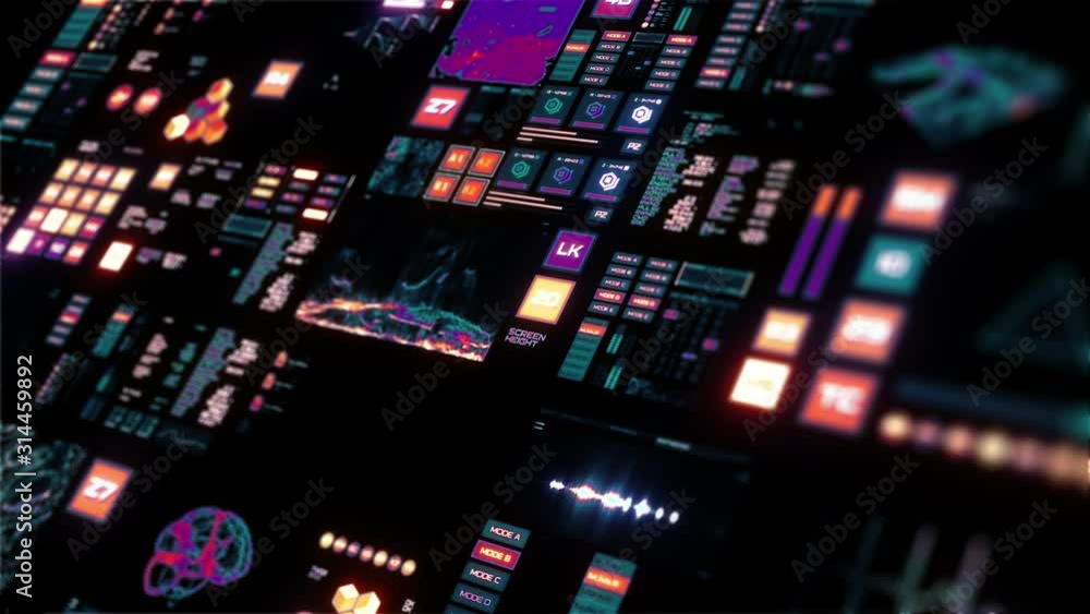 Perspective view of colorful Futuristic interface/Digital screen ...