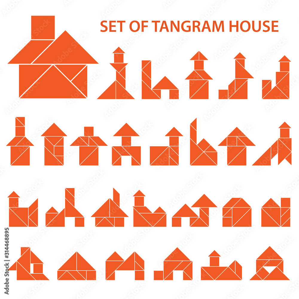 Set of vector tangram puzzles (geometric puzzle) for the development of ...