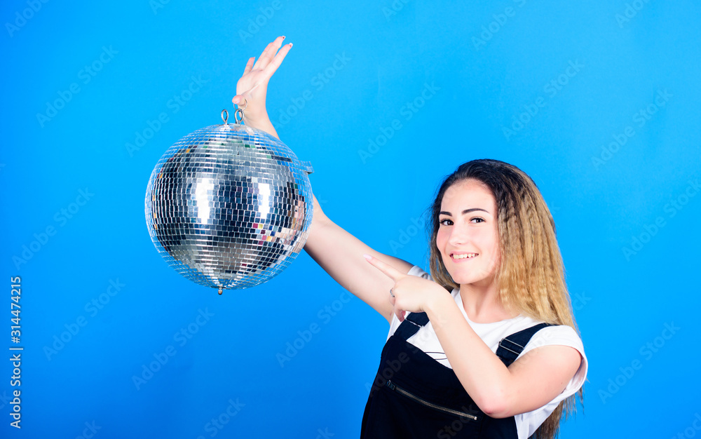 happy birthday party. disco dancing. celebrating the holiday. girl with ...