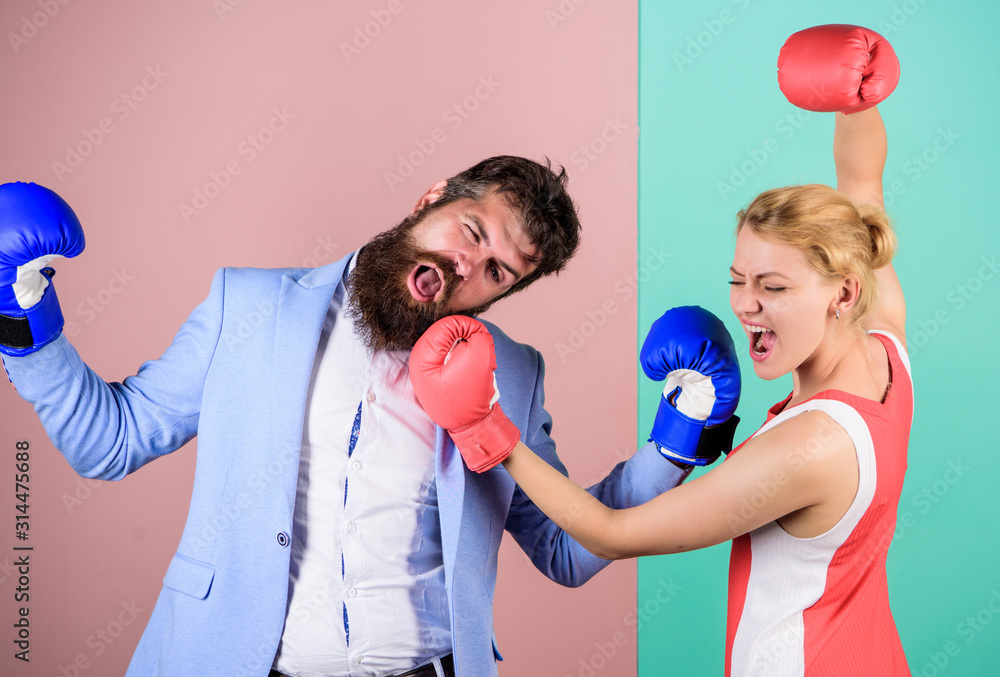 Gender battle. Gender equal rights. Gender equality. Man and woman ...
