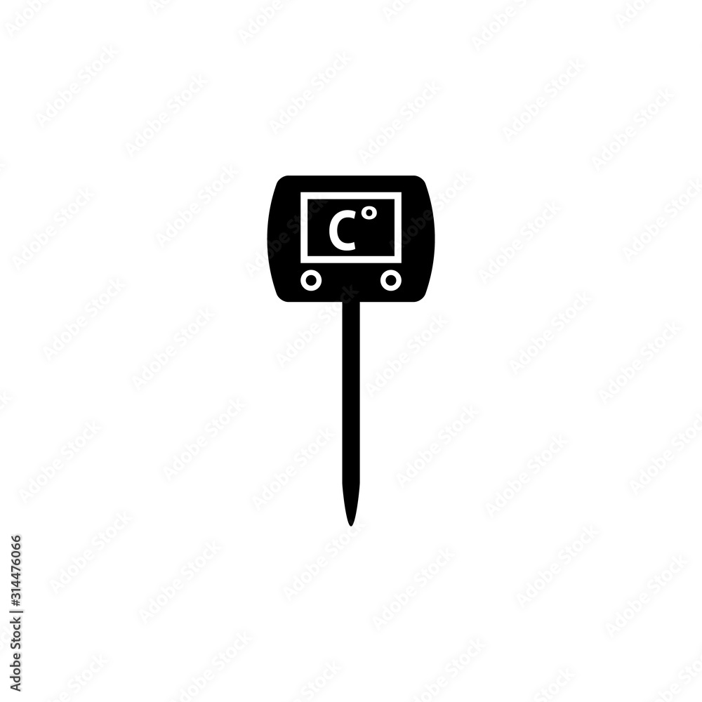 Digital meat thermometer silhouette icon. Clipart image isolated on ...