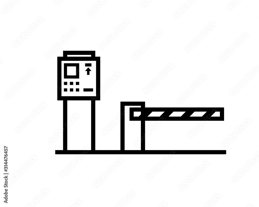 Parking ticket machine black icon. Clipart image isolated on white ...
