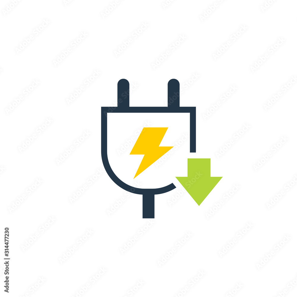 Energy reduction icon. Clipart image isolated on white background Stock ...