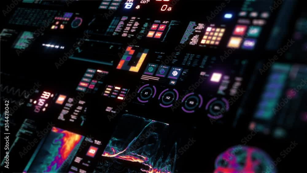 Perspective view of colorful Futuristic interface/Digital screen ...