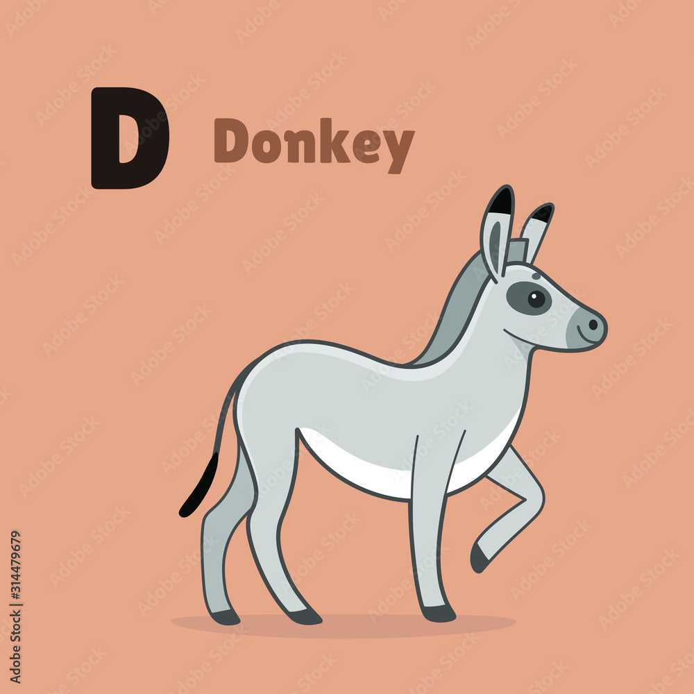 Cartoon donkey, cute character for children. Vector illustration in ...