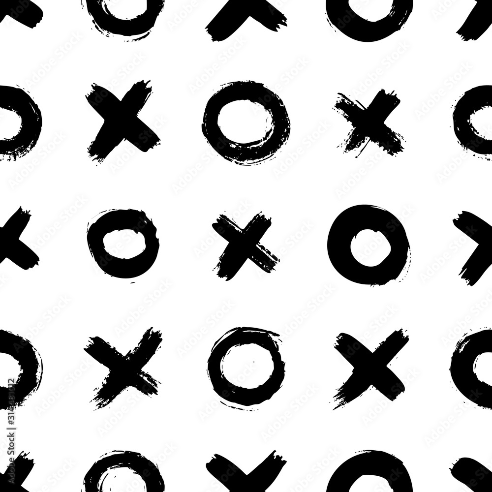 XOXO seamless pattern. Vector Abstract background with ink brush ...