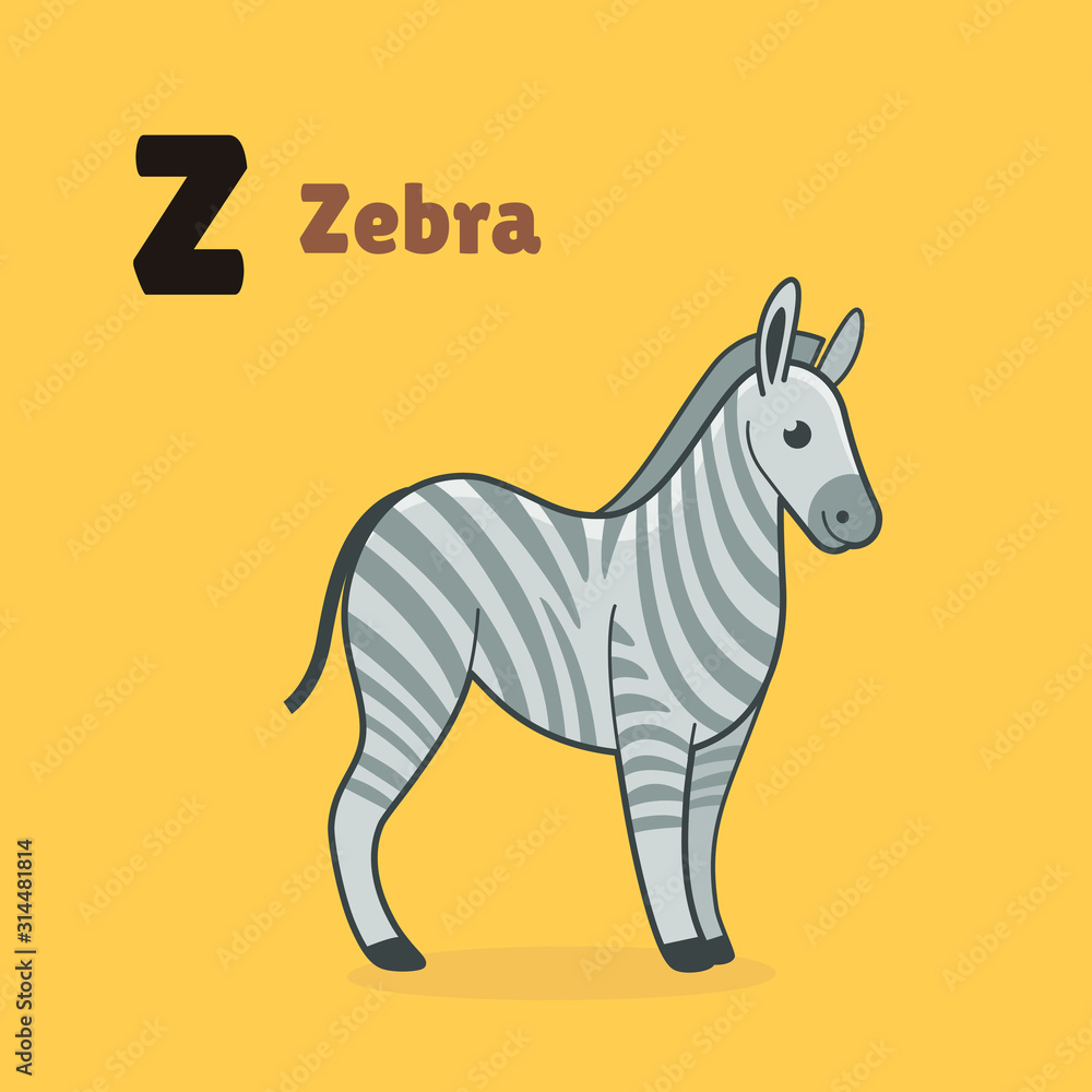 Cartoon zebra icon set. Different poses of cartoon animal. Vector ...