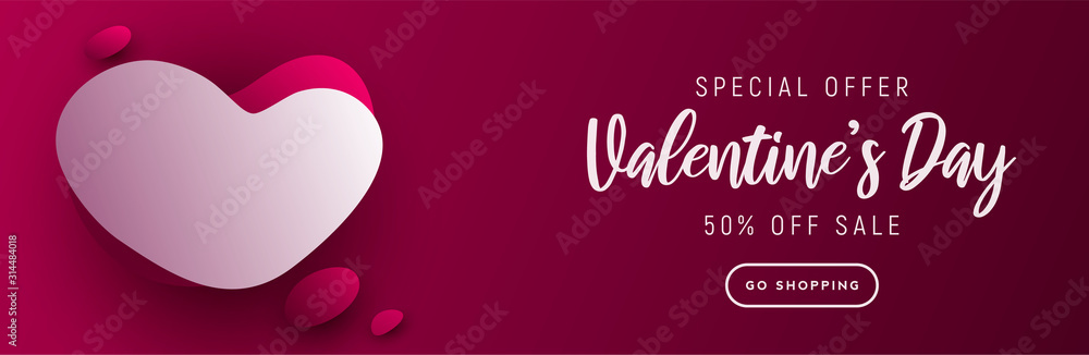 Valentines day sale background with dynamic shapes composition. Landing ...