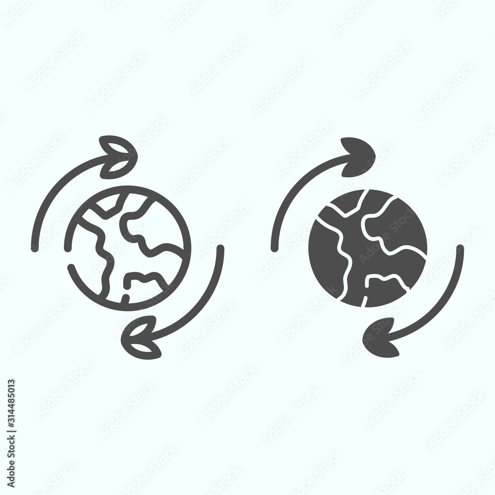 Earth movement line and glyph icon. Rotation of the earth vector ...