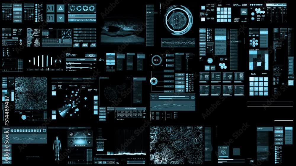 light blue Futuristic interface/Digital screen.Detailed abstract ...