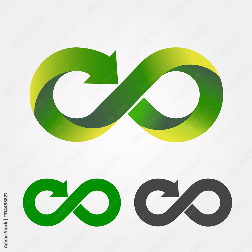 Modern recycling logo. Infinity sign. Symbol of environment. Green and ...