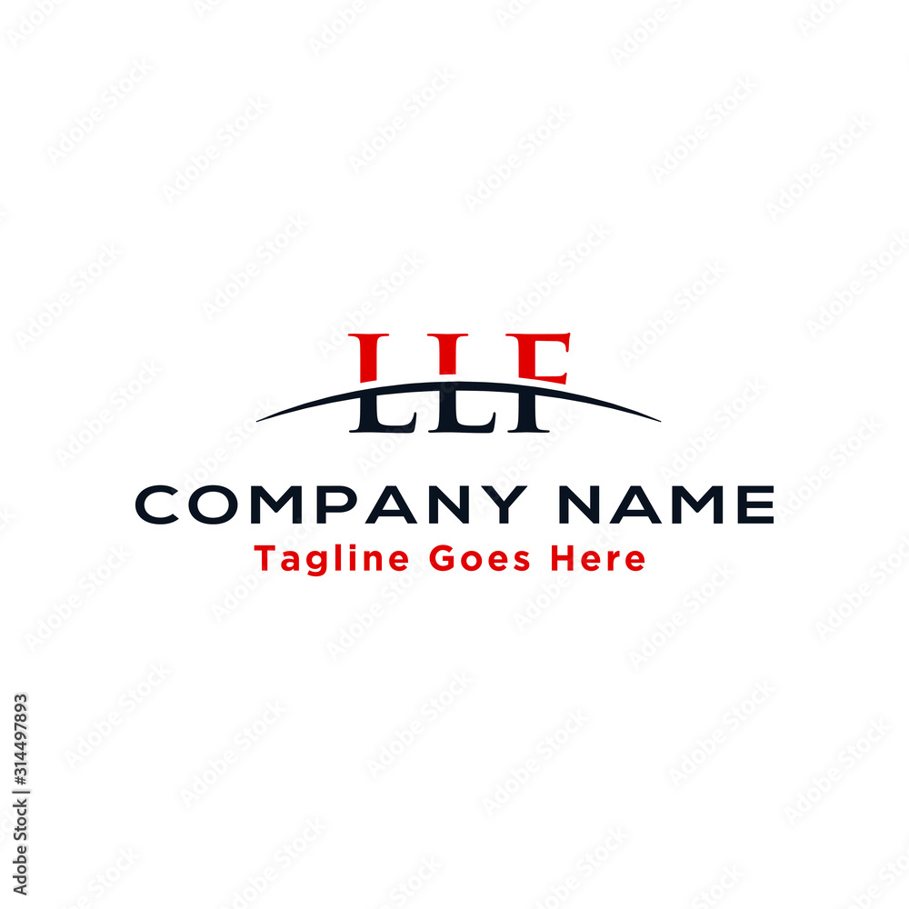 Initial letter LLF, overlapping movement swoosh horizon logo company ...