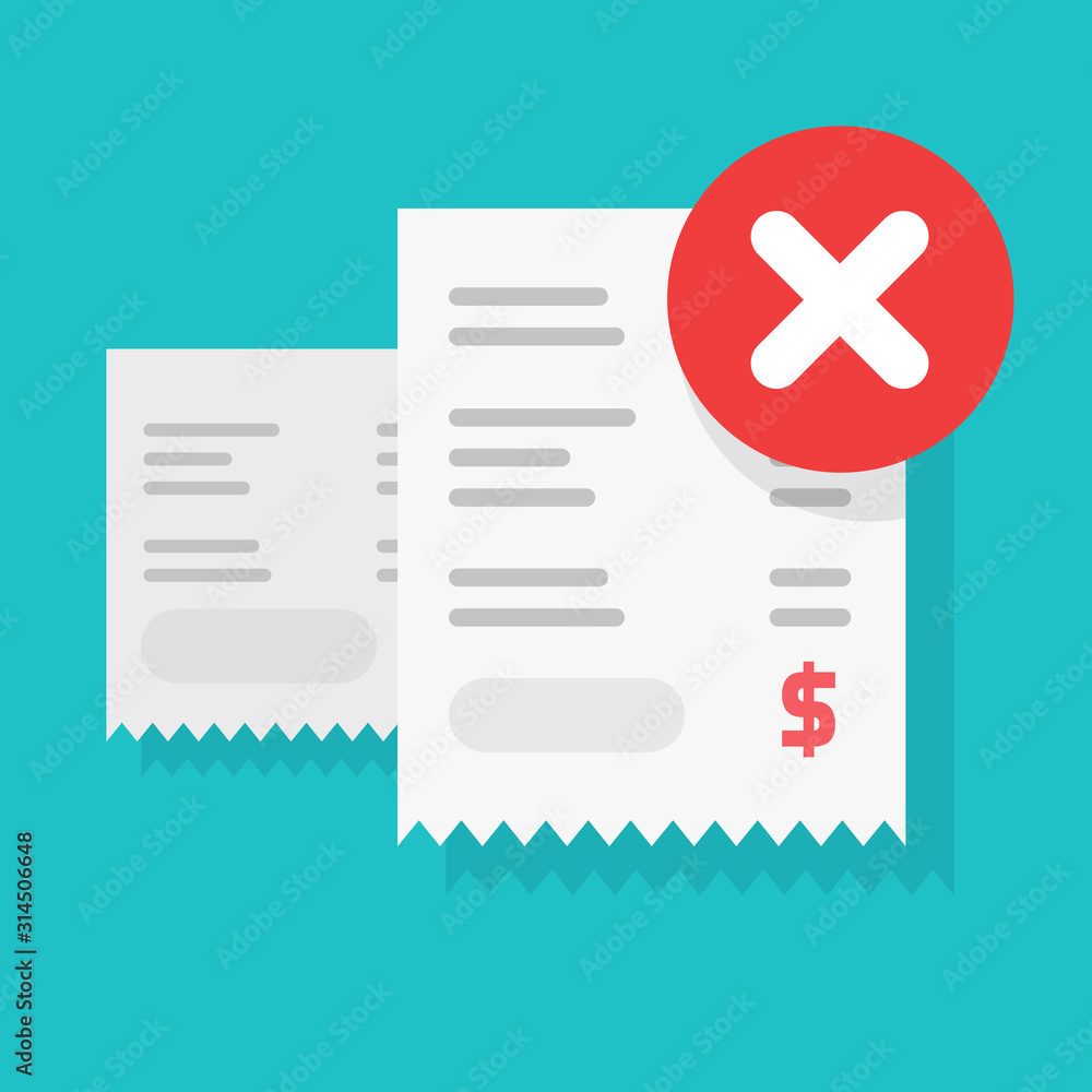 Payment transaction bill declined notice or money transfer alert or ...