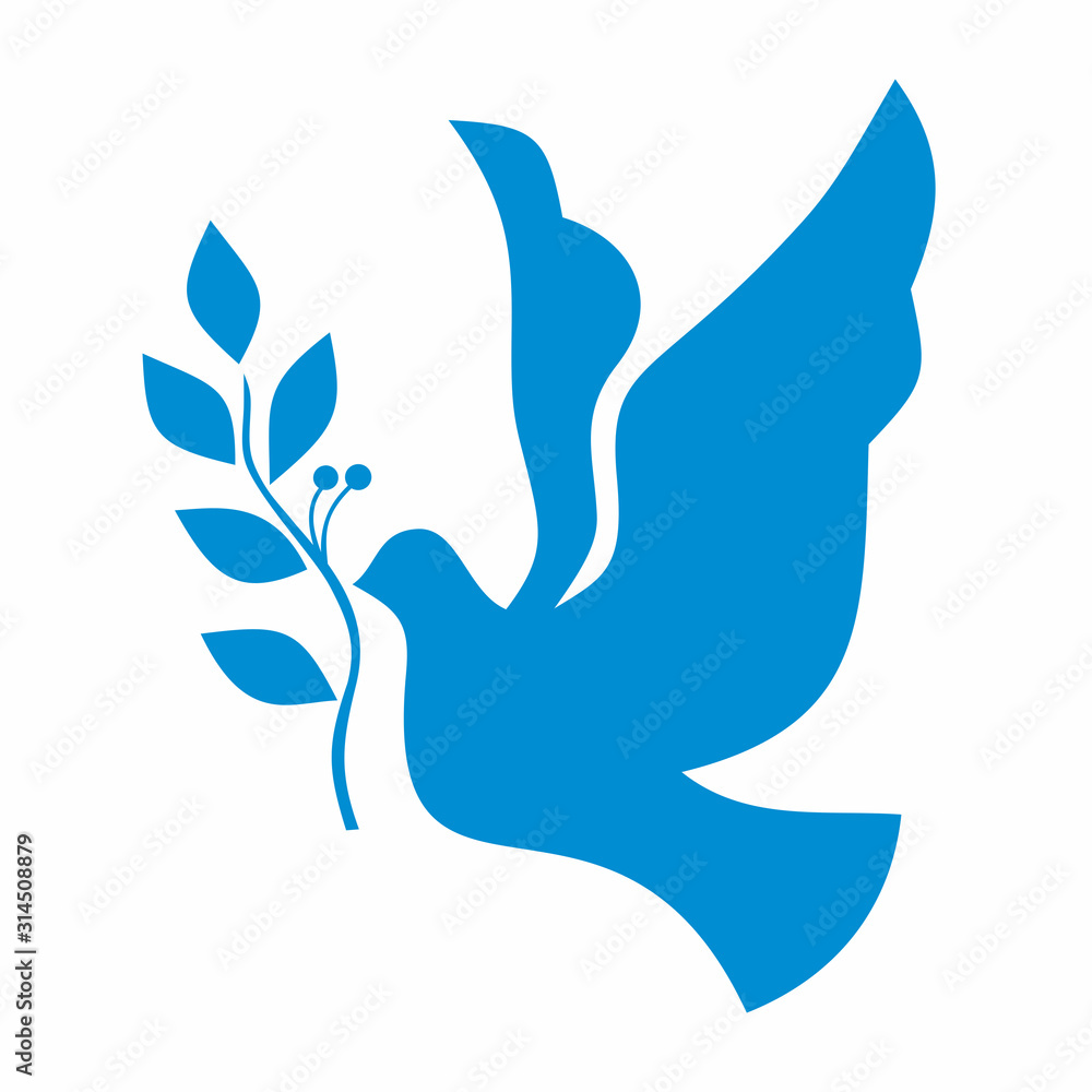Dove of peace isolated on white. The symbol of the world. Stock ...