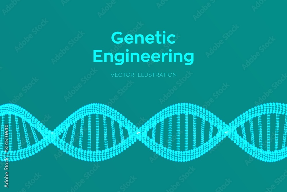 DNA sequence. Wireframe DNA molecules structure mesh. DNA code editable ...