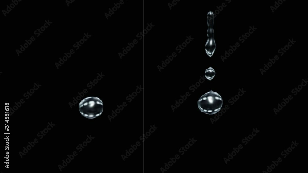 Drop of water, 2 style animation, 3d rendering realistic composition 3d ...