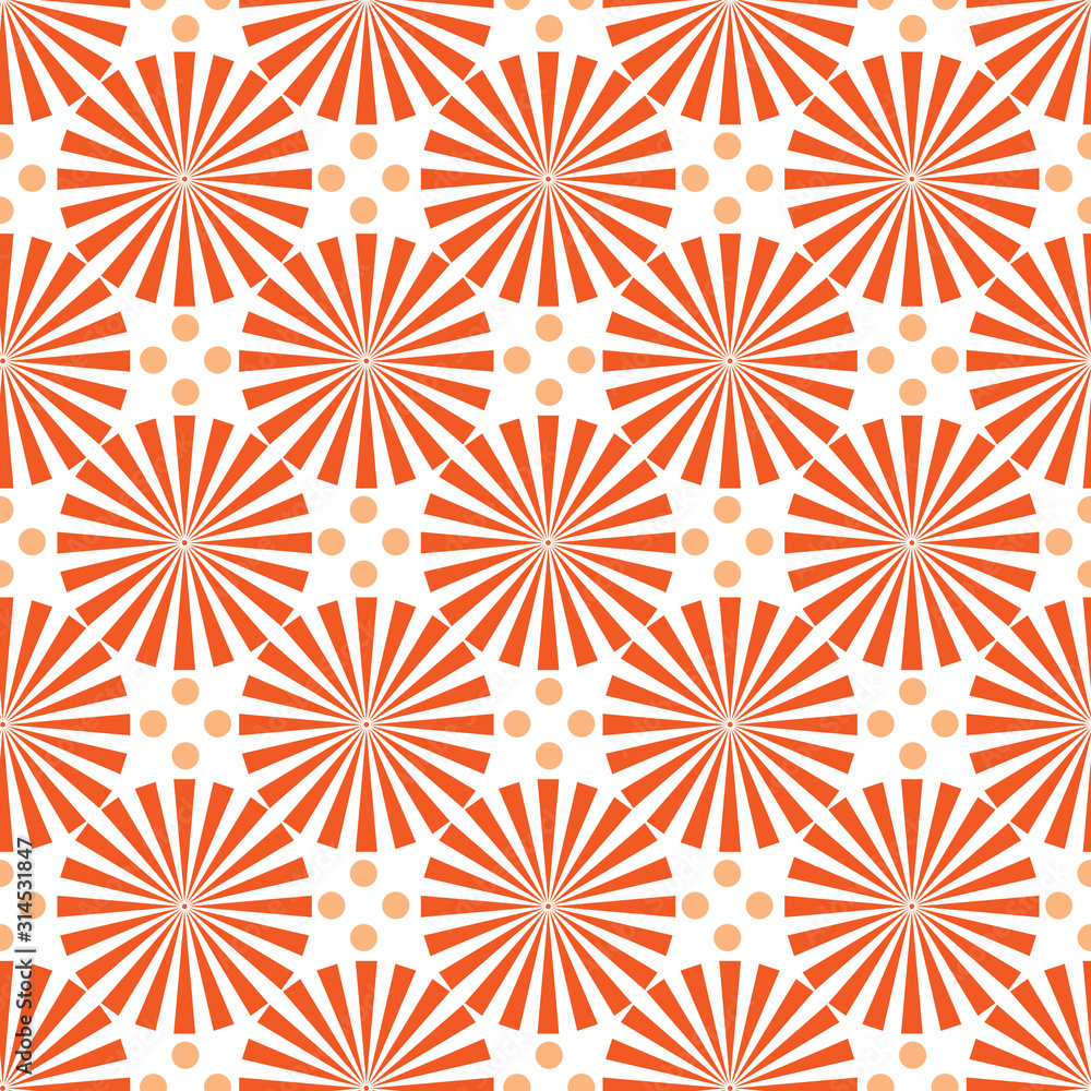 Abstract geometric circle lines seamless pattern. Red, white. Endless ...