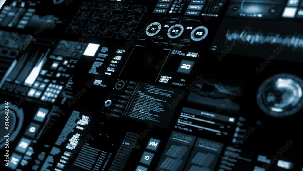 Perspective view of deep blue Futuristic interface/Digital screen ...