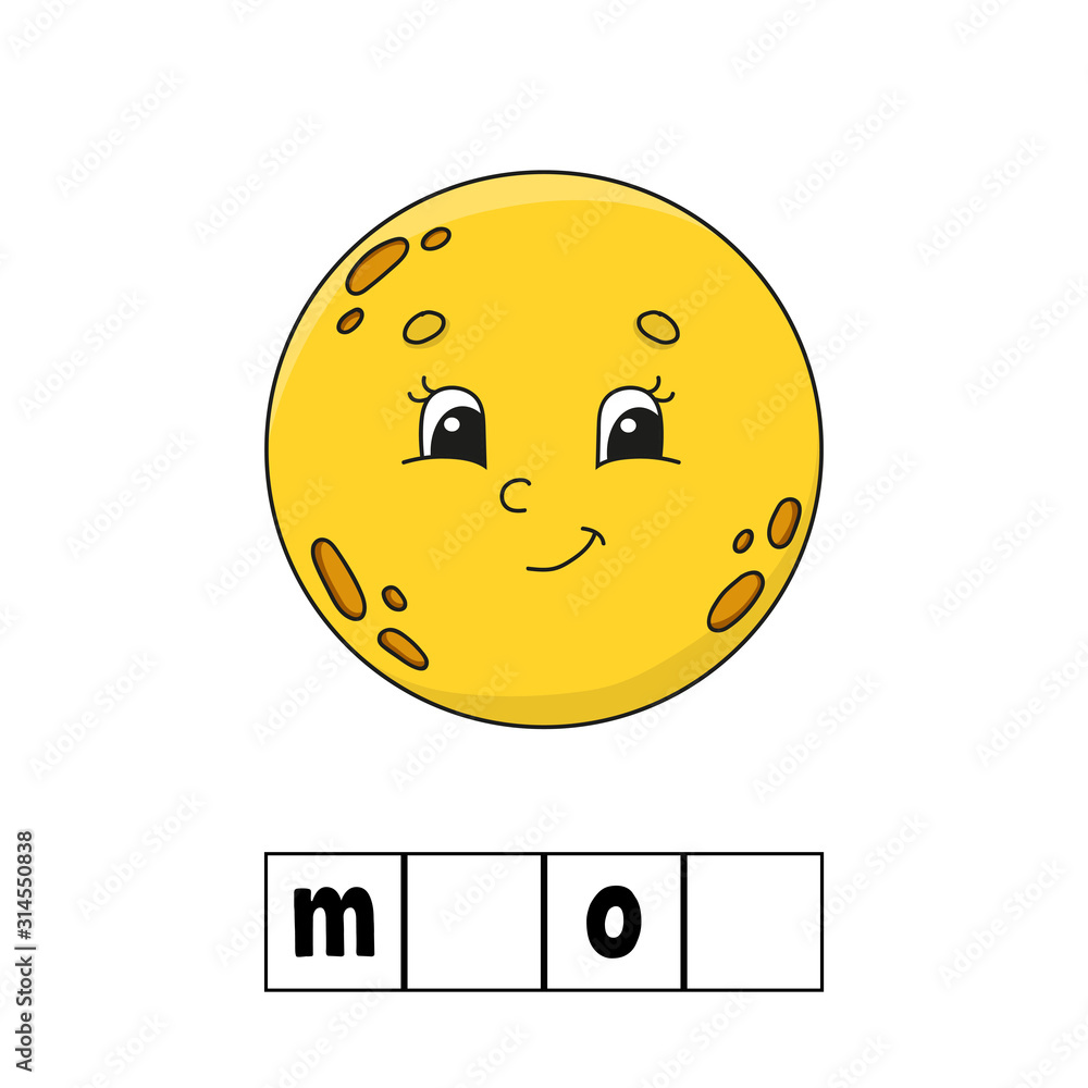 Words puzzle, moon. Education developing worksheet. Learning game for ...