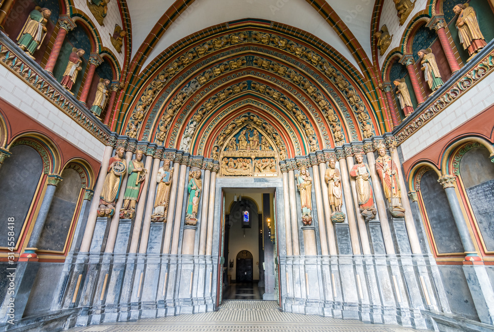 Maastricht. Interior of Basilica of St. Servatius. South portal. HDRi ...