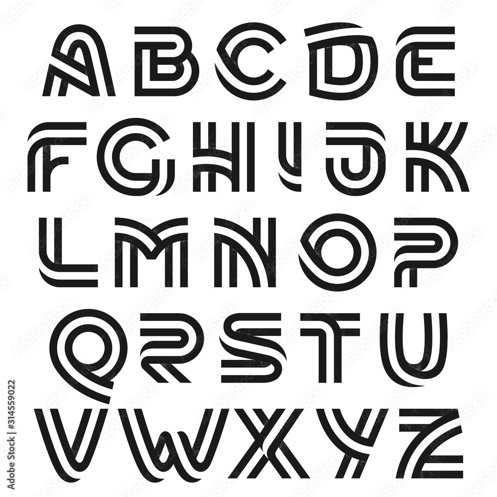 Alphabet Letters Formed By Two Parallel Lines With Noise Texture Stock Alphabet Letters Formed By Two Parallel Lines With Noise Texture Stock