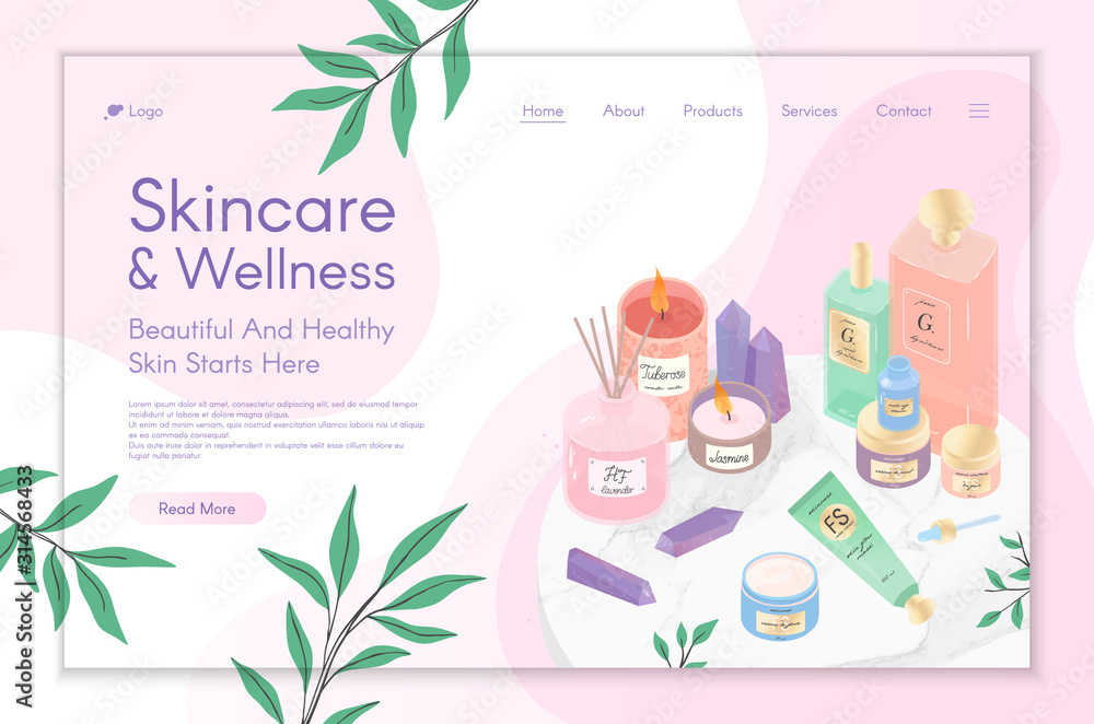 Vecteur Stock Web page design template for skin care treatment,spa ...