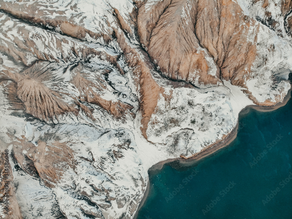 An aerial view over mountains valley at desert an amazing place for ...