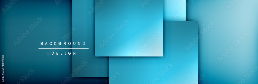 Square shapes composition geometric abstract background. 3D shadow ...