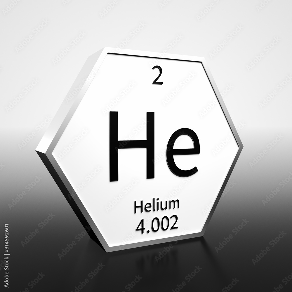 Periodic Table Element Helium Rendered Black on White on White and ...