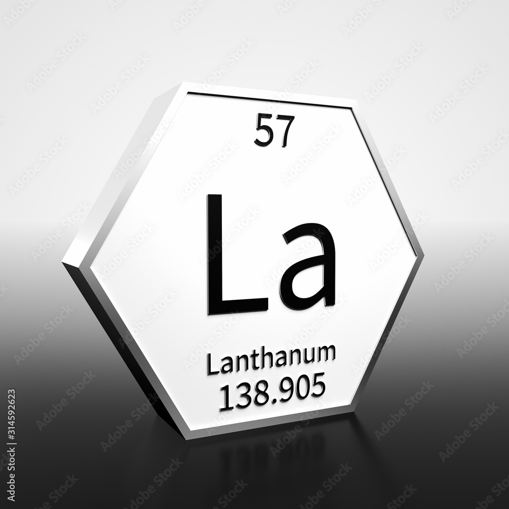 Periodic Table Element Lanthanum Rendered Black on White on White and ...