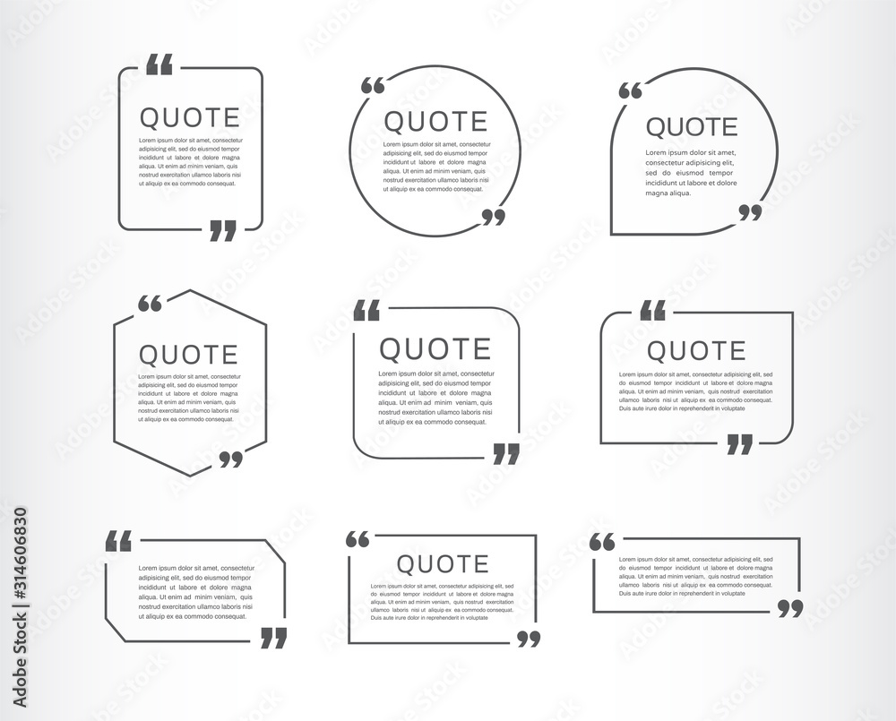 Quote template set. Quote speech box. Vector illustration Stock Vector ...