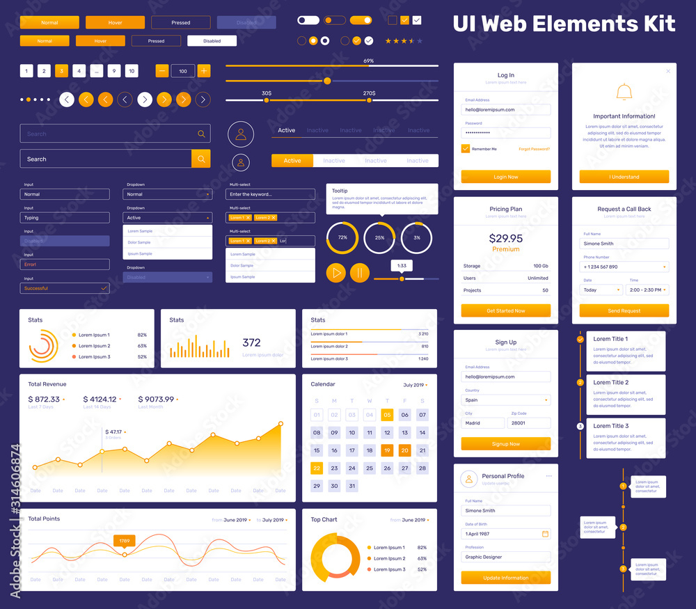 Big, huge, enhanced ui kit for web design Stock Vector | Adobe Stock