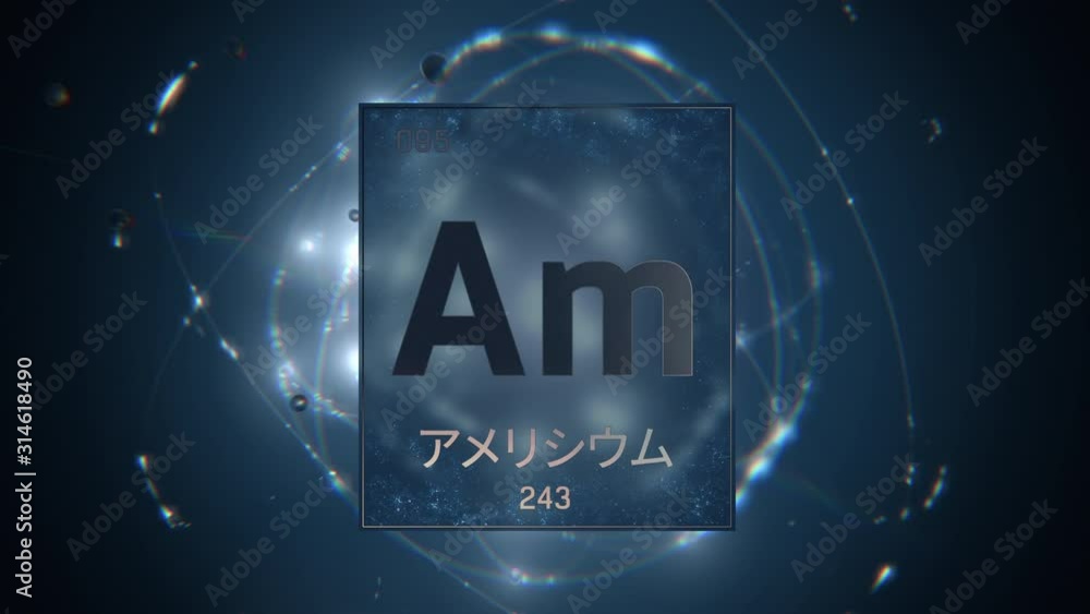 Americium as Element 95 of the Periodic Table. Seamlessly looping 3D ...