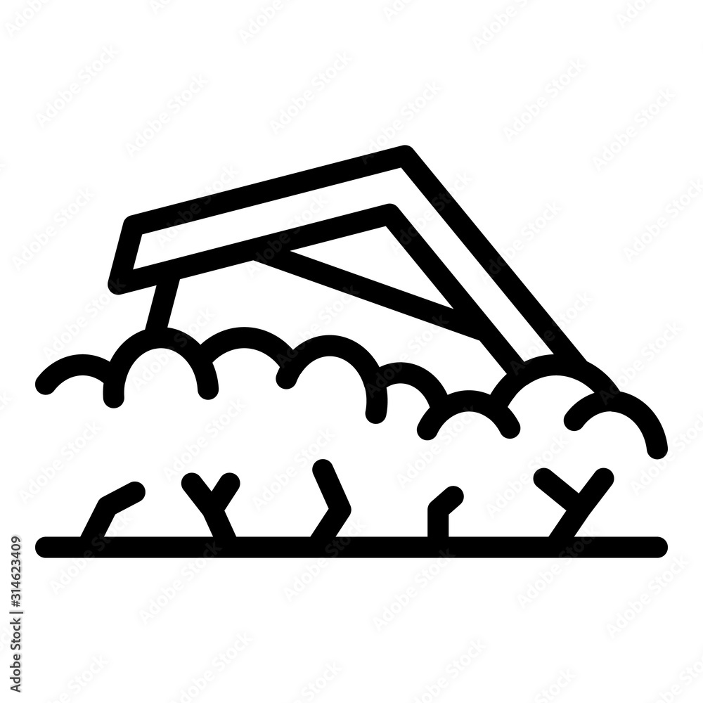 House ground collapse icon. Outline house ground collapse vector icon ...