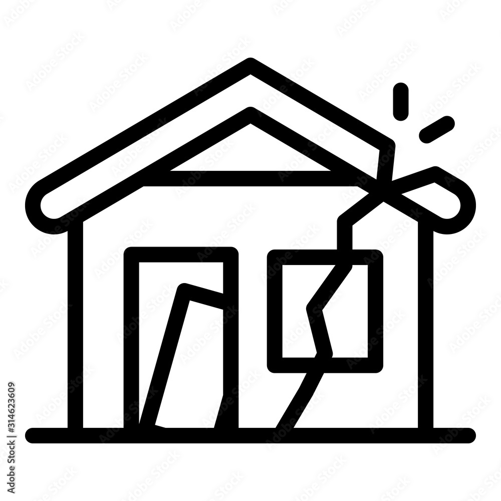 Destroyed house icon. Outline destroyed house vector icon for web ...