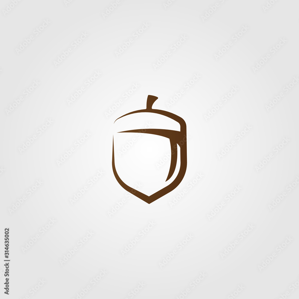 line art oak nut logo design minimalist vector label emblem ...