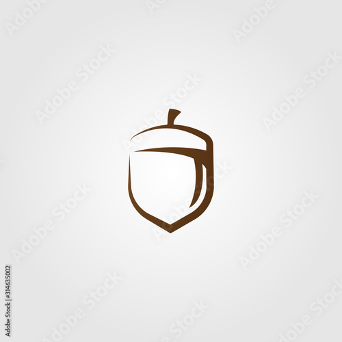 line art oak nut logo design minimalist vector label emblem ...