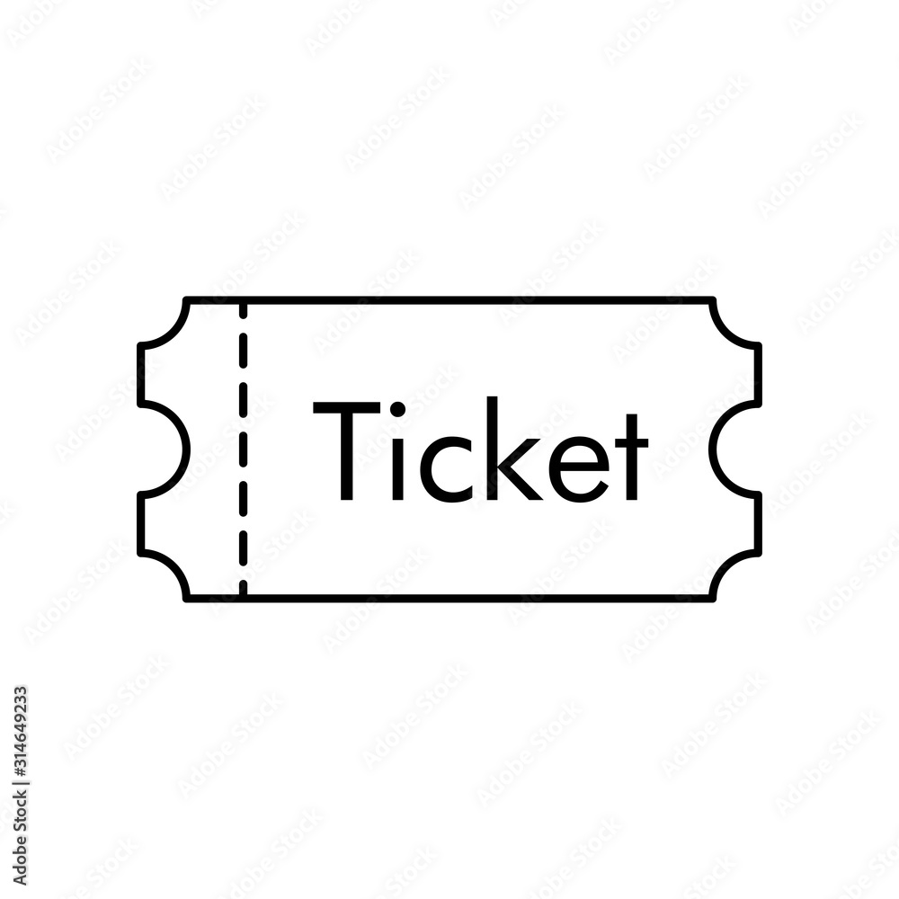 Icono plano lineal ticket en color negro Stock Vector | Adobe Stock