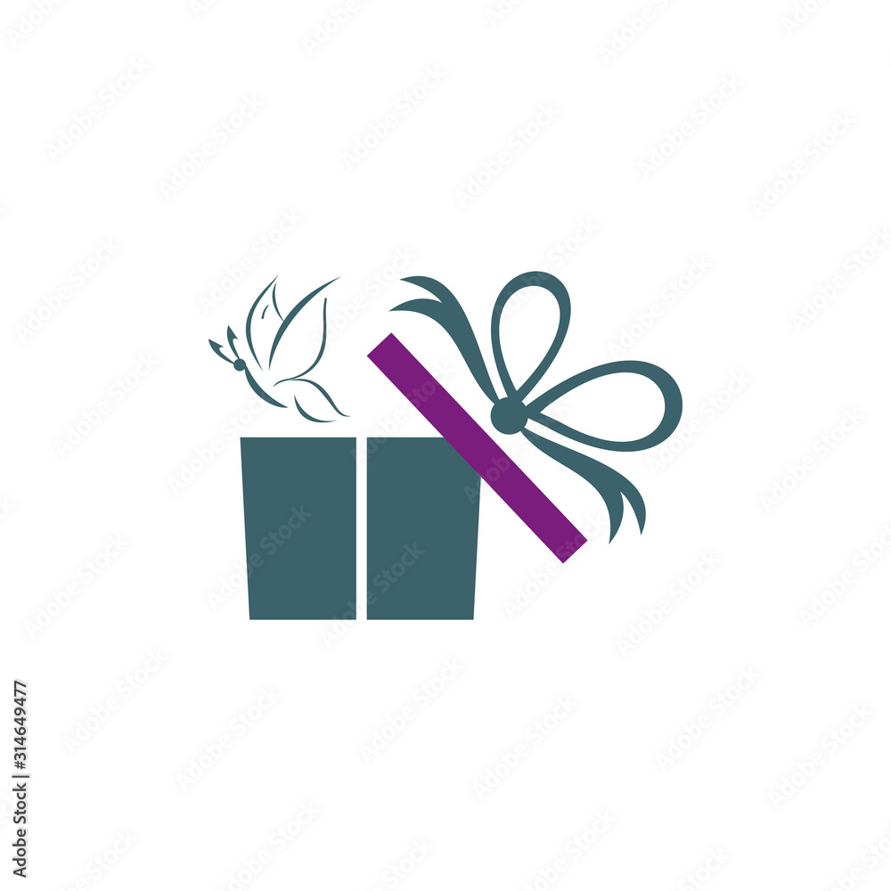 Gift box vector logo design. illustration of gift box present, greeting ...